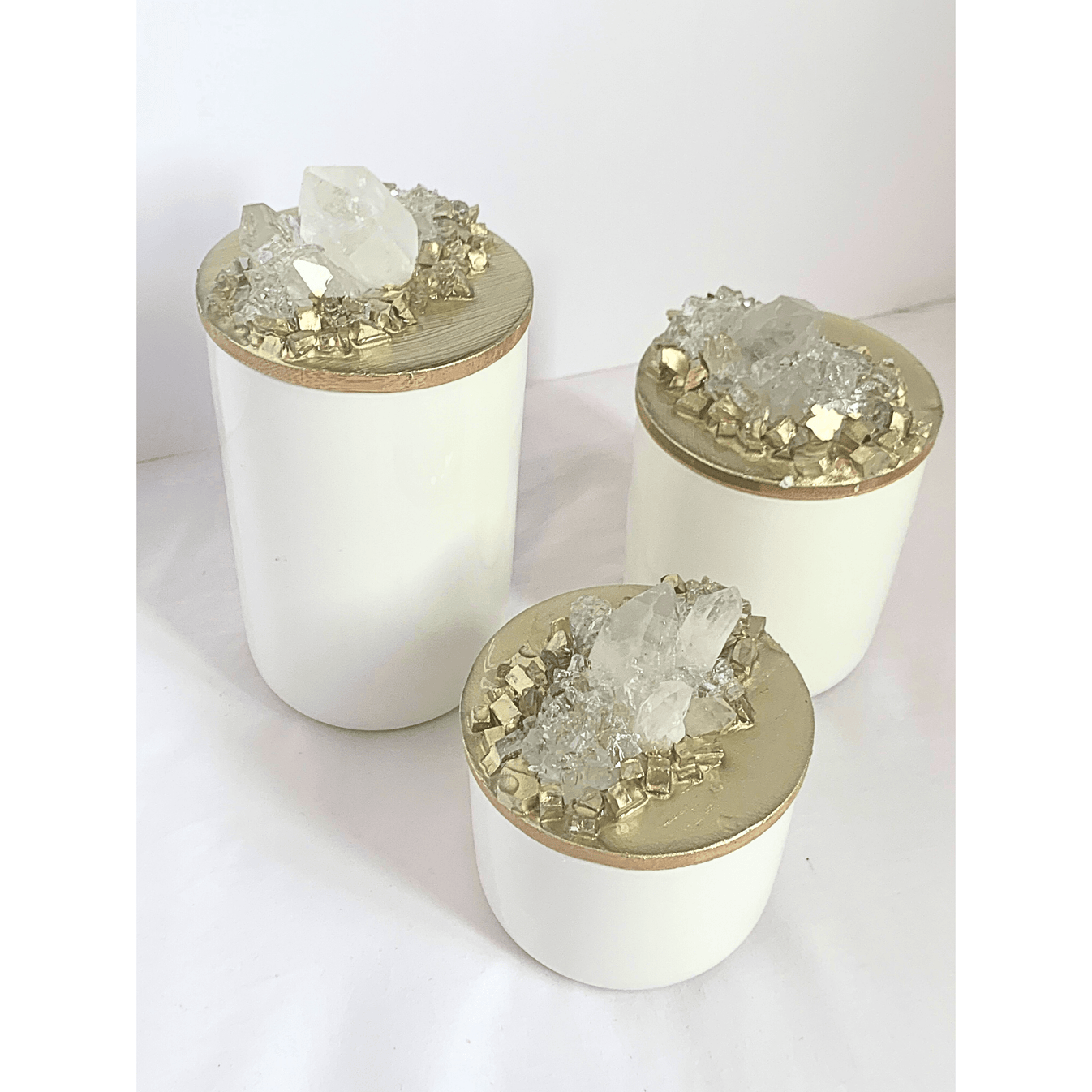 Crystal Geode Canisters with Real Crystal Quartz 3 pack – Embers Glow ...