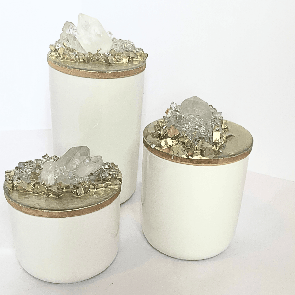 Crystal Geode Canisters with Real Crystal Quartz 3 pack – Embers Glow ...