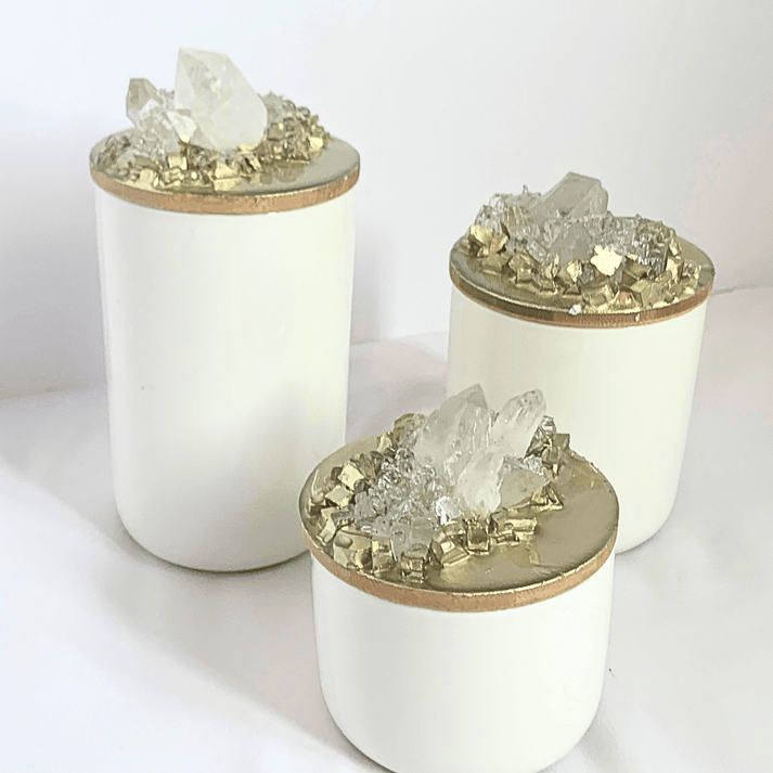 Crystal Geode Canisters with Real Crystal Quartz 3 pack – Embers Glow ...